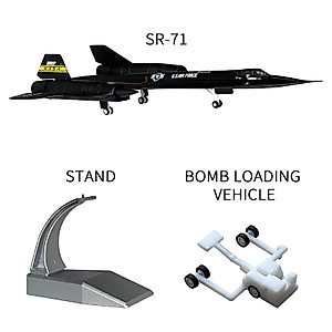 SR-71 Blackbird Model Plane 1/144 SR71 Blackbird Aircraft Model Metal Blackbird Aircraft Model Military Fighter Attack Airplane Model with a Free Bomb Loading Vehicle for Collection or Birthday Gift