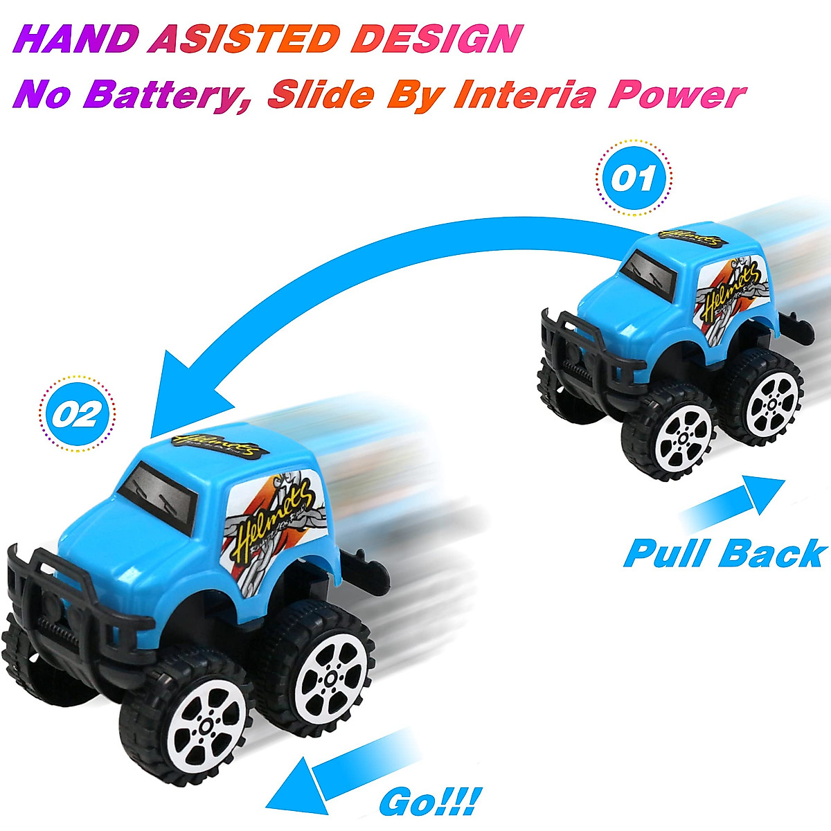 HALOGATE Easter Eggs Fillers Easter Basket Stuffers, 12 PCS Plastic Easter Eggs with Pull Back Cars Inside, Easter Egg Surprise Filled Toy Vehicles for Kids Gifts Party Favors Easter Eggs Hunt