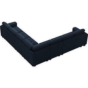 Belffin Modular Velvet Sectional L Shape Sofa Couch Oversized Convertible Sectional Sofa Couch with Reversible Chaise for Living Room Blue