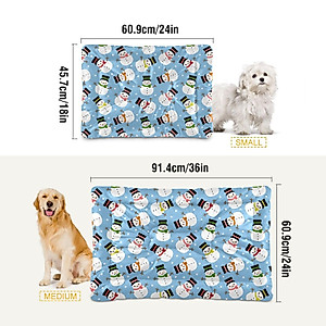 Coikll Cute Christmas Snowman Pet Bed Pad Soft Dog Bed Mat with Anti-Slip Bottom, Machine Washable Crate Pad Mattress for Dog Sleeping- 24 * 18inches