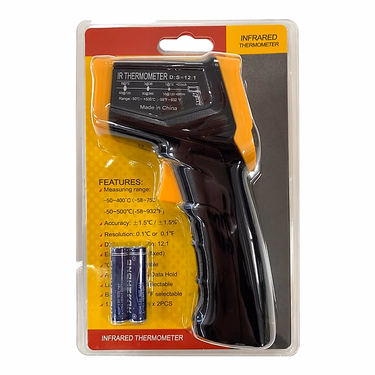 Digital Infrared Thermometer Gun for Cooking,BBQ,Pizza Oven,Ir Thermometer with Backlight,-58℉~932℉(-50℃~500℃) Handheld Non Contact Heat Laser Temperature Gun (Not for Human)