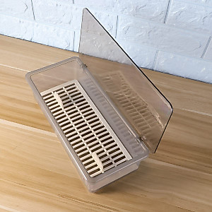 Cabilock Utensil Holder Cutlery Storage Box Plastic Tray Flatware Organizers with Lid- proof Cutlery Tray and Utensil Storage Container Countertop Storage Container (Black) Plastic Silverware