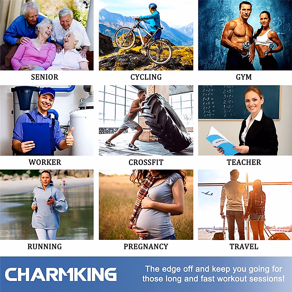 CHARMKING Compression Socks for Women & Men (8 Pairs) 15-20 mmHg Graduated Copper Support Socks are Best for Pregnant, Nurses - Boost Performance, Circulation, Knee High & Wide Calf (L/XL, Multi 18)