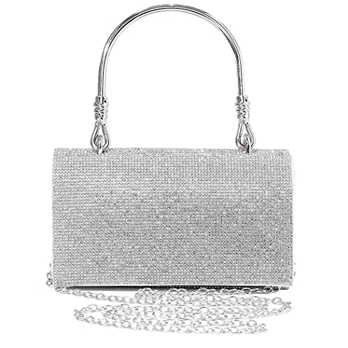 Yokawe Rhinestone Clutch Purses for Women Bling Crystals Evening Bag Wedding Party Prom Cocktail Handbags (Silver)