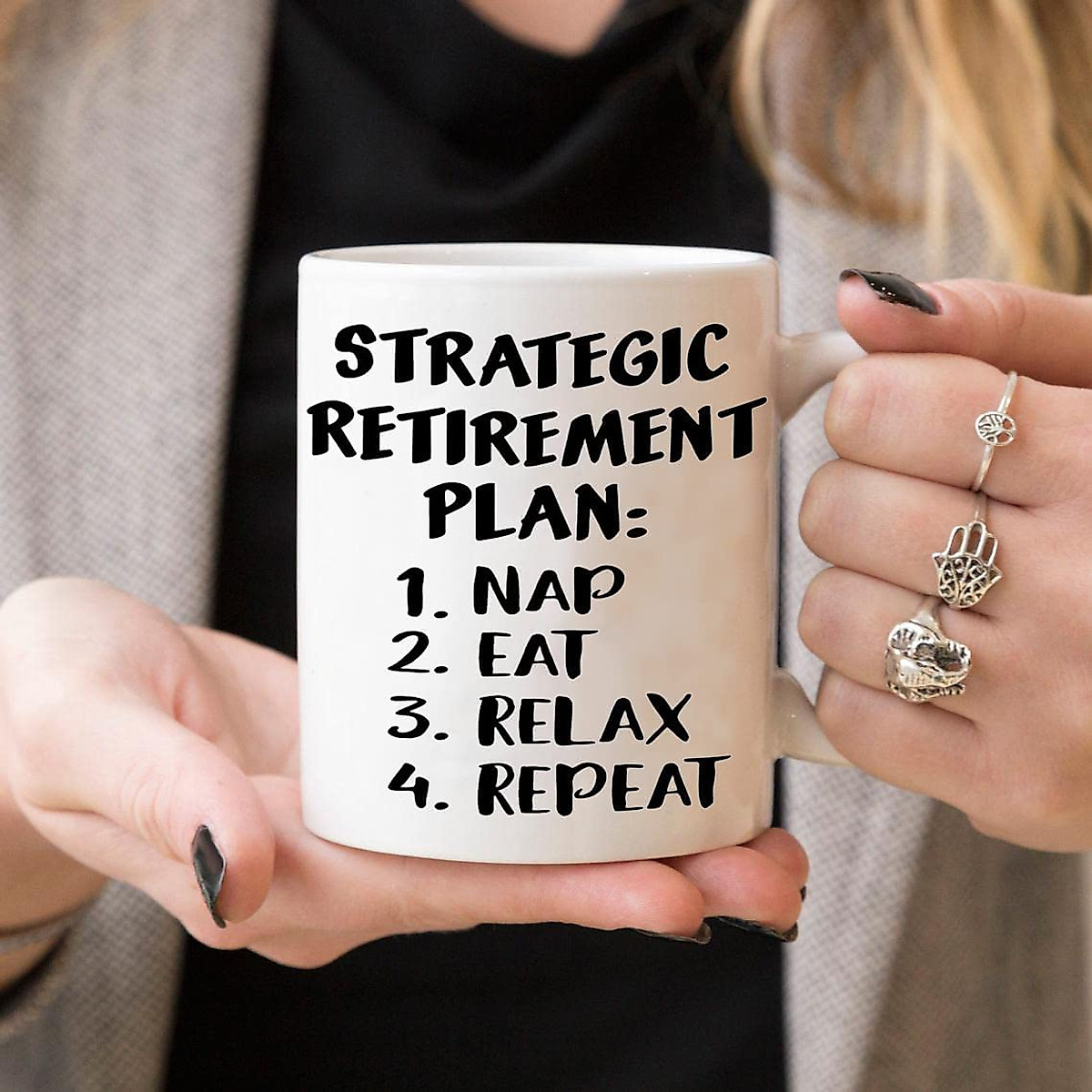 Generic Funny Coffee Mug Retirement Gifts for Women Men, white 11 Oz Funny Mug Strategic Retirement Plan Nap Eat Relax Repeat, Retirement Gifts for Women, Funny Gift for Gag Gift, Elephant, Christmas