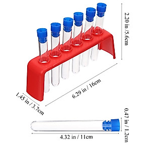 Plastic Test Tube Set with Rubber Stoppers and Plastic Rack, Includes 12pcs Test Tube and 2pcs Storage Stand, Science Learning Tools, Test Tube Vial Shot Plastic Holder Rack