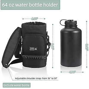 OYATON Water Bottle Holder With Strap for 64oz Bottles, Water Bottle Carrier Bag With Pocket and Handle for Walking Travel and Hiking(Exclude Bottle)