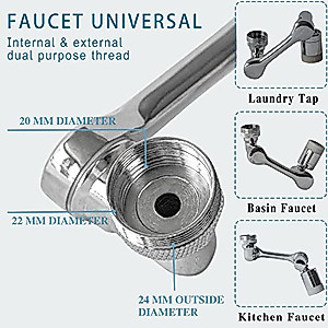 Lifeadhoc Faucet Extender Aerator, 1440° Universal Swivel Robotic Arm Sink Faucet Extension Aerator & Sprayer Attachment for Kitchen, Bathroom, Laundry with 2 Water Outlet Modes