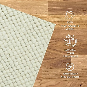 The Perfect Rug - Jaipur King White Wool Custom Area Rug - Select Your Ideal Size & Border Colors - Sample Square