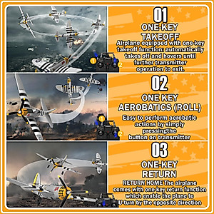 ANBURI RC Plane 4-CH RC Airplane – RC Airplane Ready to Fly Upgrade P47 Thunderbolt Remote Control Airplanes for Beginners Adult with Beginners with Xpilot Stabilization System, & One Key Aerobatic