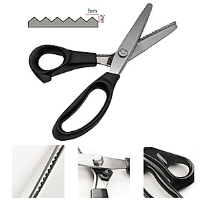 Pinking Shears Scissors for Fabric Paper Cutting, 9" Stainless Steel Zig Zag Cut Scissors, Professional Strong Sharpe Sewing Dressmaking Scissors, Decorative Edge Patterns Serrated