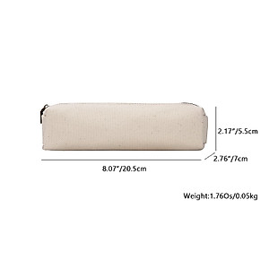 【YONBEN】Canvas pencil case cartuchera para poner boligrafo stationery bag pencil case storage cosmetic bag (Beige, S)