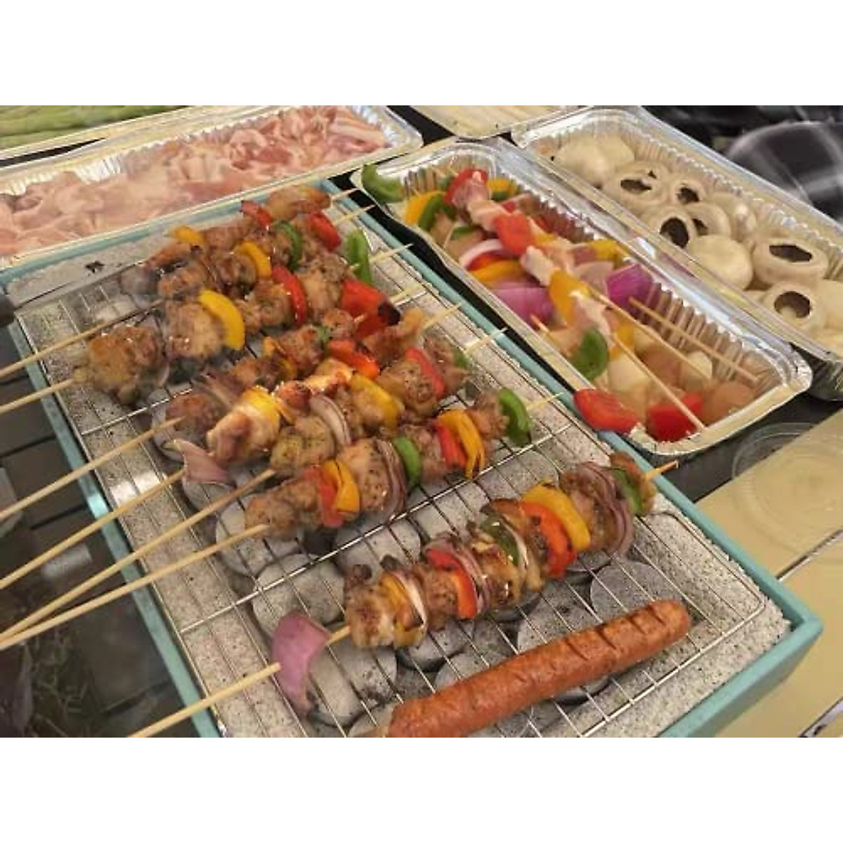 Disposable Grill, Portable Charcoal Grill, Barbecue, Grilling Kit for Indoor & Outdoor cooking, Lightweight Ready to Use Instant Grill Set for BBQ Picnic Camping Deck