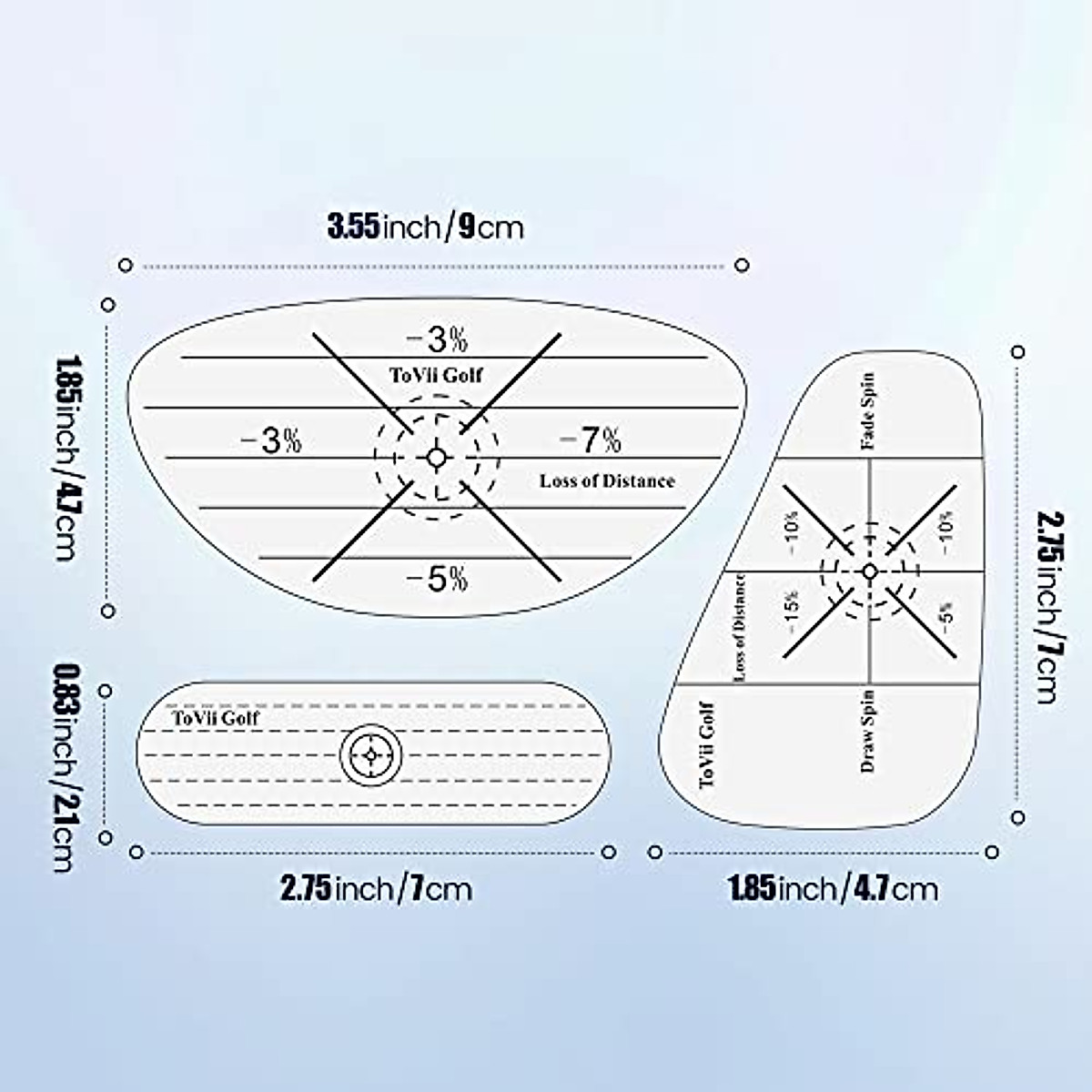 ToVii 300Pcs ~600Pcs Golf Impact Tape Set, Self-Teaching Sweet Spot and Shot Consistency Analysis, Club Impact Stickers for Woods Irons and Putters Golf Accessories for Men