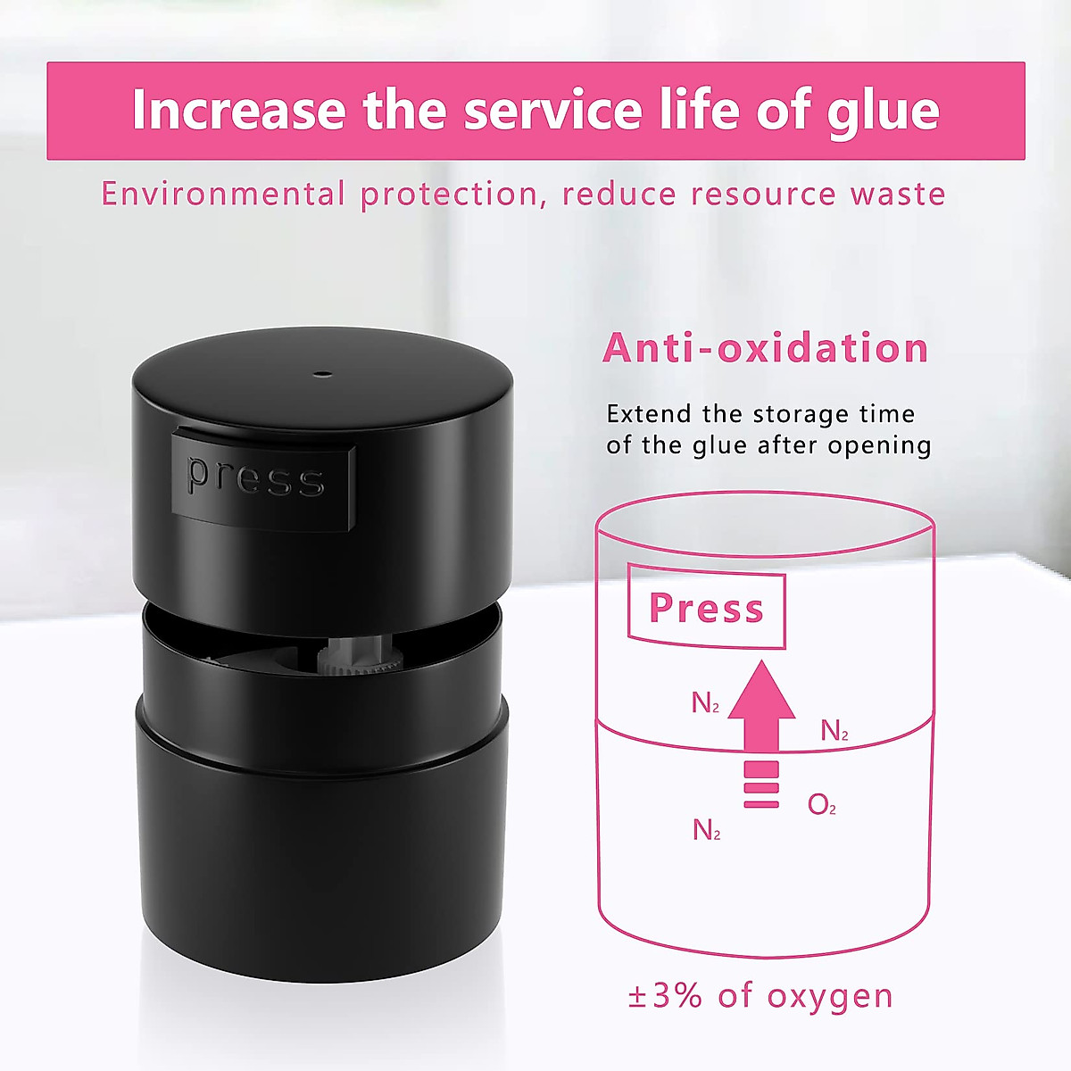 Buqikma Eyelash Extension Glue Jar Storage Tank with Bottom Sealed Adhesive Stand Activated Storage (Black)