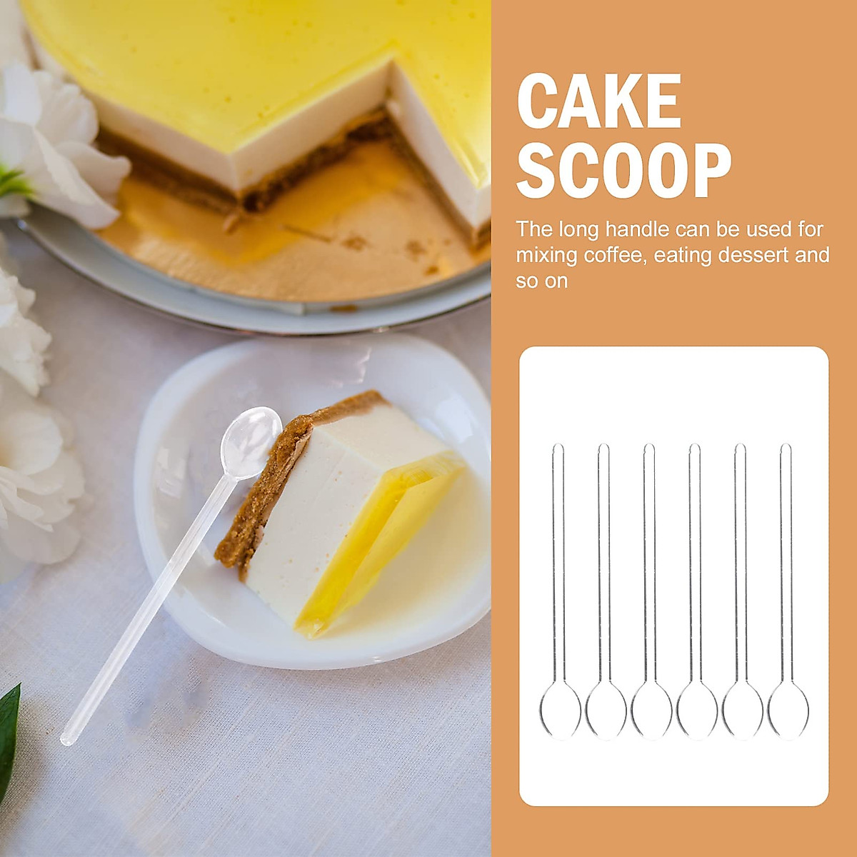 DOITOOL Glass Coffee Spoon Stirring Spoon, Rod Mixing Spoon Long Handle Spoons, Tea Stirrers Clear Petite Teaspoons Heat Resistant for Tea Sugar Bar Party- Clear, Set of 6