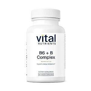 Vital Nutrients Vitamin B6 + B Complex | Vegan Methylated B Vitamins for Energy, Metabolism, Heart Health* | High-Potency Vitamin B6 for Menstrual Discomfort * | Gluten, Dairy, Soy Free | 60 Capsules