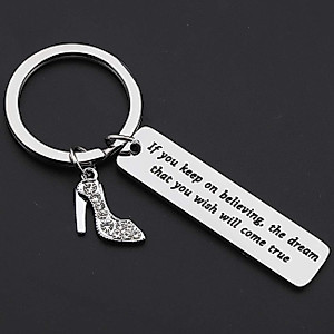 FOTAP If You Keep On Believing The Dream That You Wish Will Come True Keychain Cinderella Princess Glass Slipper Gift (Glass Slipper key)