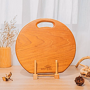 Rainforest Bowls 11.5"x10.6" Circular Javanese Teak Wood Cutting Board w/Handle- Ultra-Durable, Heavy Duty, Lasts Years w/Daily Use- Premium Custom Design Handcrafted by Indonesian Artisans
