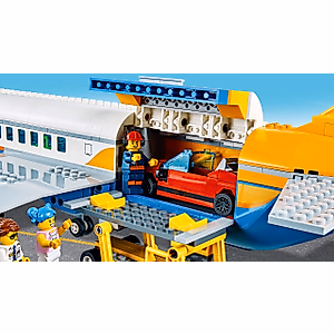 LEGO City Passenger Airplane 60262, with Radar Tower, Airport Truck with a Car Elevator, Red Convertible, 4 Passenger and 4 Airport Staff Minifigures, Plus a Baby Figure (669 Pieces)