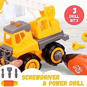 Cement Mixer Toy Truck for 3 + Years Old Kids Take Apart Toy with Screwdriver and Electric Drill Kids Construction Vehicle Toy Educational STEM Toy Gift for 3 4 5 Yeas Old Boy