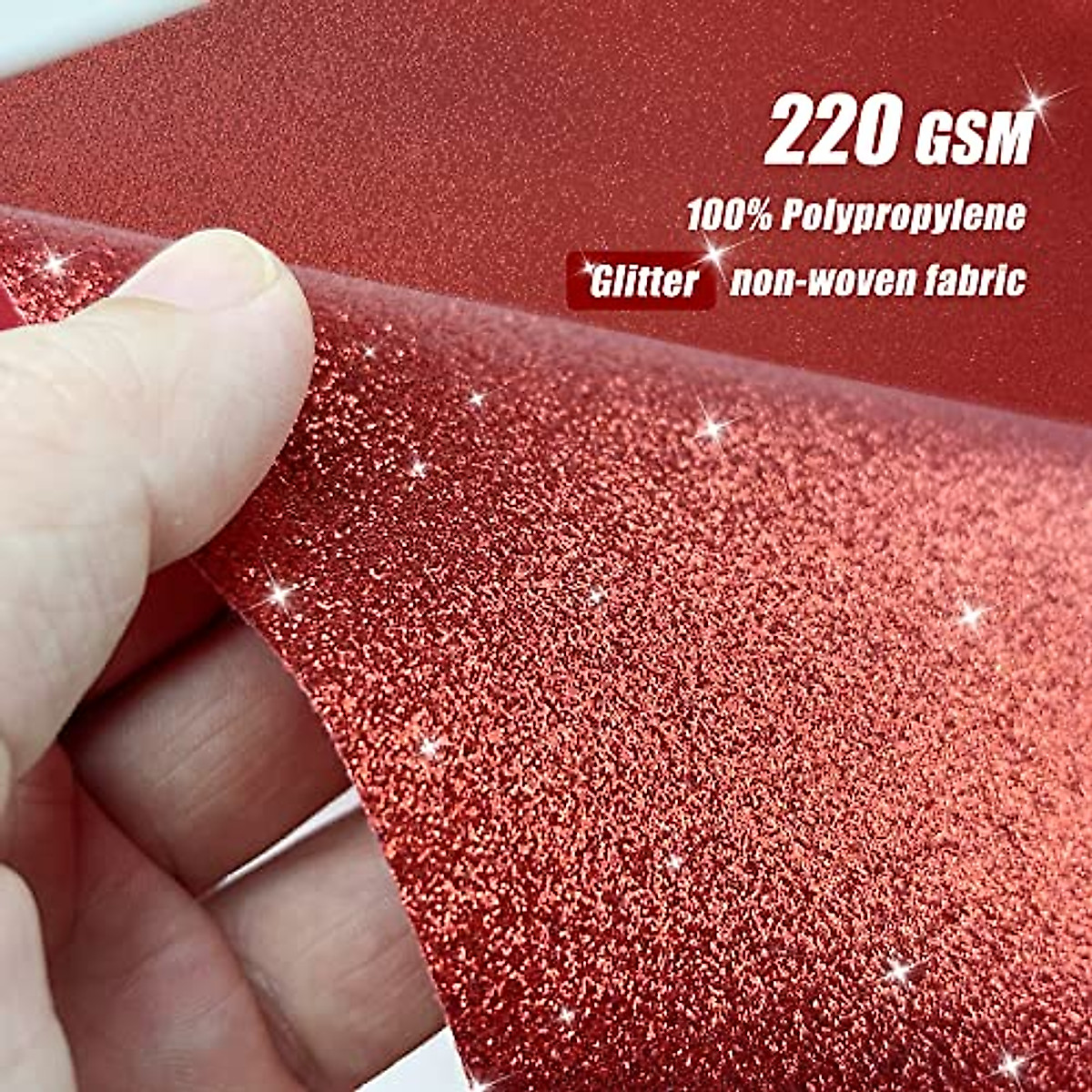 EZLucky Glitter Red Carpet Runner for Party, 2.46X15 ft, 200 GSM Glitter Non-Woven Fabric, Hollywood Red Carpet for Event, Aisle Runner for Wedding Ceremony, Movie Theme Party Decorations