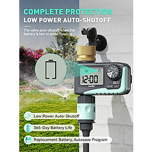 RAINPOINT Sprinkler Timer with Brass Swivel, Water Timer for Garden Hose, Programmable Hose Timer with Rain Delay/Manual Watering, Digital Irrigation Timer System for Lawns, 1 Outlet