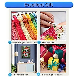 4 Packs Stamped Cross Stitch Kits,Landscapes Butterfly Counted Cross Stitch Kits for Adults Beginners,DIY Full Range of Needlepoint Kits Needlecrafts Embroidery Arts and Crafts for Home Decor,12"x16"