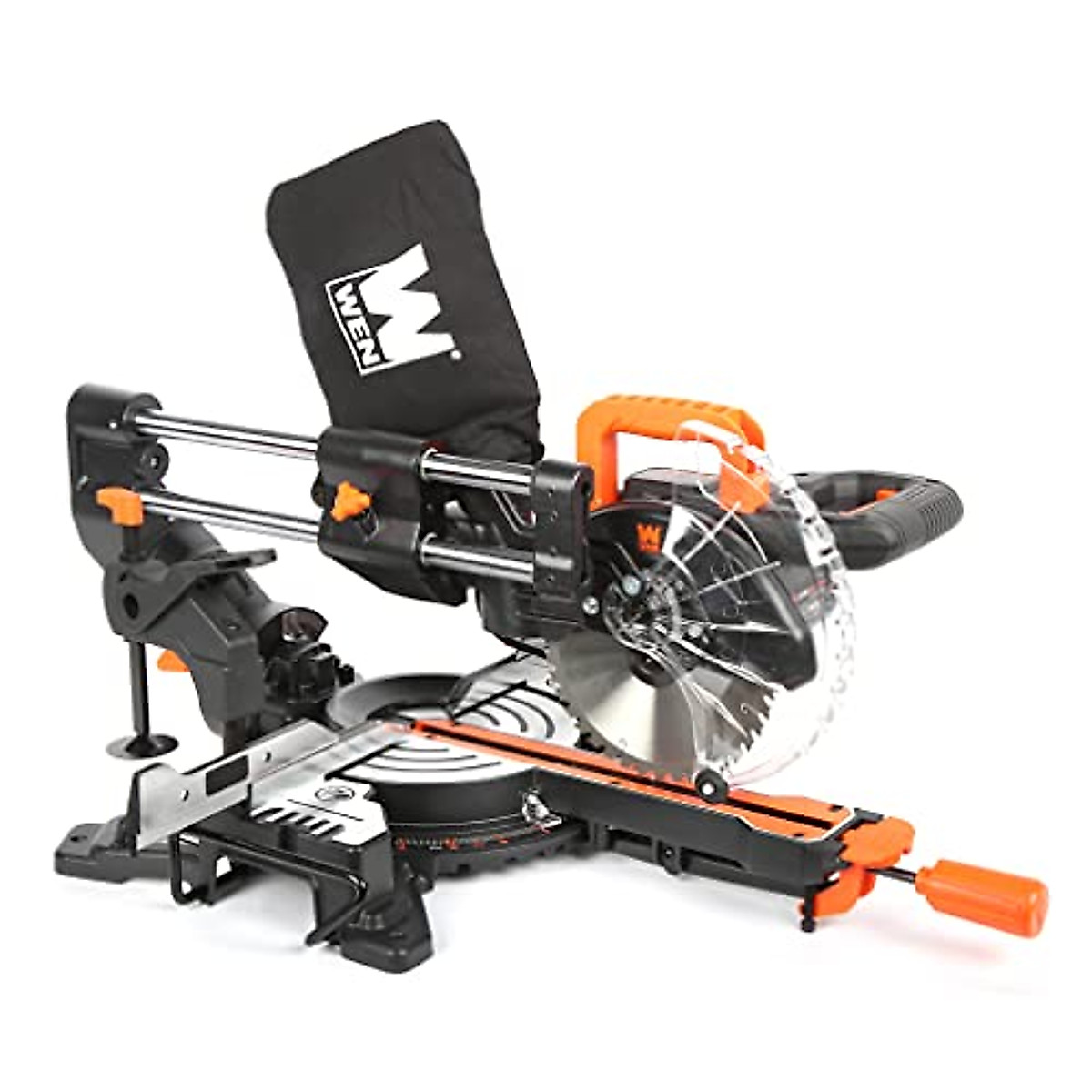 WEN MM0713 9.5-Amp 7.25-Inch Single Bevel Compact Sliding Compound Miter Saw with LED Cutline Guide, Black