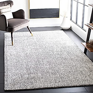 SAFAVIEH Abstract Collection 8' x 10' Ivory/Black ABT470Z Handmade Premium Wool & Viscose Living Room Dining Bedroom Area Rug