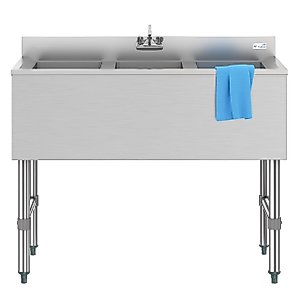 KoolMore 38 in. Three-Compartment Commercial Bar Sink with 3 in. Backsplash and Faucet, NSF Certified in Stainless Steel (SBR3B38-320)