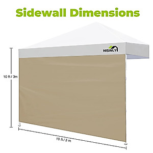 Hisinly Canopy Sidewalls 10 * 10 ft, 3PCS Sunwalls with 210D Oxford Cloth, UV Protection and Waterproof, Suits Pop-up Tent/Instant Canopy/Commercial Canopy, Kahki (Sidewall Only)