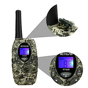 Retevis RT628 Kids Walkie Talkies,Army Toys for 6-12 Year Old Boys Girls,FRS Walky Talky with Key Lock,Gift for Outdoor Adventure Camping Hunt Trip(2 Pack,Camo)