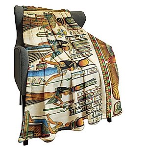 HommomH Fleece Blanket 60" x 80" Egyptian Decorative Papyrus Queen Nefertari Lightweight Fuzzy Cozy Soft Warm Throw for Men Women, Air Conditioning