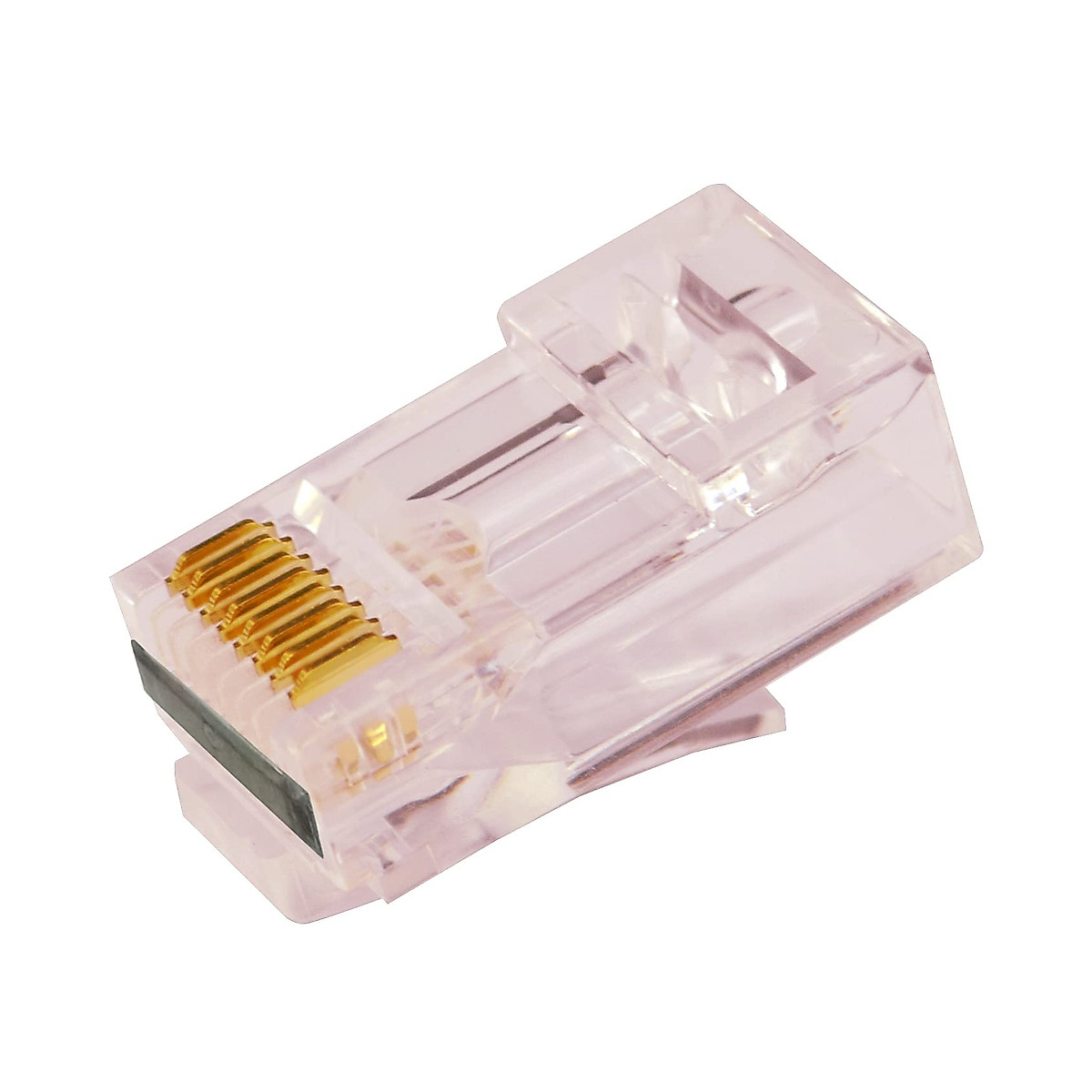 Simply45 ProSeries Unshielded Pass-Through RJ45 Modular Plugs with Cap45 for 23AWG Solid (Cat6/6a UTP) - Red Tint, Hi/Lo Stagger - 100-Pieces - S45-1700P