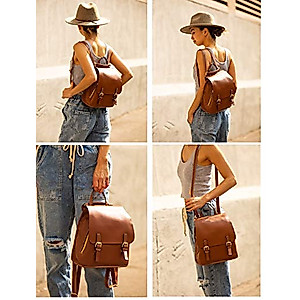 JeHouze Women Soft Leather Shoulder Purse Backpack Antitheft Rucksack Vintage Ladies Bag (Black)