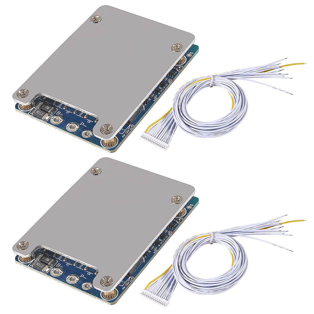 Lithium Battery Protection Board, AITRIP 2PCS 13S 48V 20A Li-ion Cell 18650 Battery Protection BMS PCB Board with Cable with Balance Function for 13S Battery Protection