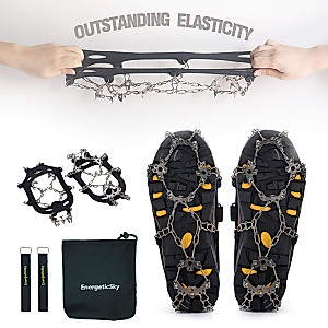 Upgraded Version of Walk Traction Ice Cleat Spikes Crampons,True Stainless Steel Spikes and Durable Silicone,Boots for Hiking On Ice & Snow Ground,Mountian.