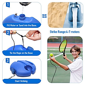WIWAPLEX Tennis Trainer Rebound Ball with String Solo Tennis Training Kit Portable Tennis Practice Rebounder Equipment Training Tools with Long Elastic Rope for Adults, Kids, Beginners