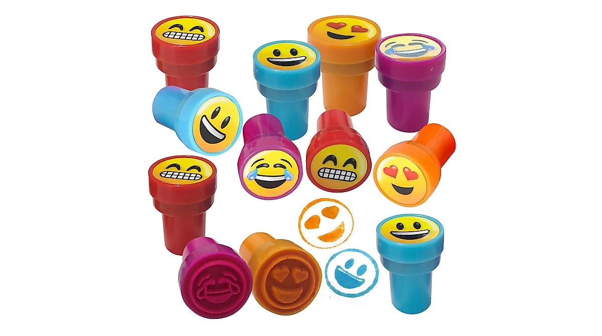 24 Emoticon Stampers for Kids - Pre-Inked Smile Stamps