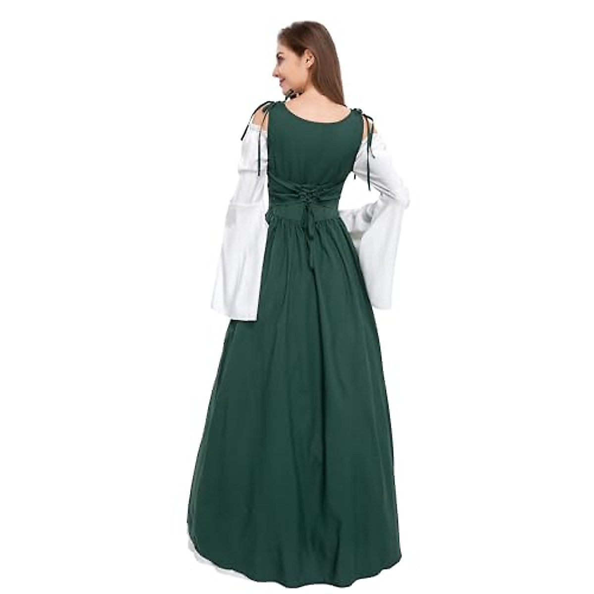 Shendifok Medieval Dress for Women Renaissance Dress Bridgerton Medieval Peasant Costume Ren Faire Dress Renaissance Fairy Costumes Green L