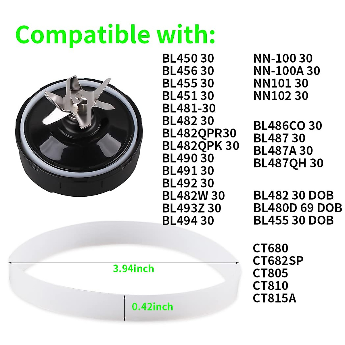 Veterger Replacement Parts Rubber Gasket Sealing Ring, Compatible with Ninja Blender (4pcs 3.9inch)