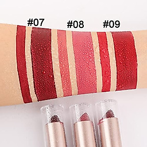 evpct 2 In 1 Deep Red Matte Lipstick & Long Lasting Smudge Proof Liquid Lipstick Lip Gloss Stain 3Pcs Set for Women Red Rose Nude Pink Matte Mate Vegan Long Lasting Lipstick 24 Hour Pack Waterproof 3