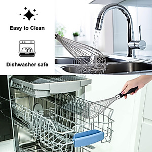 Rainspire 12-Inch Wire Whisk Stainless Steel, Balloon Whisks for Cooking, Wisk Wisking Tool With Soft Silicone Handle, Thick Durable Whisker for Blending, Beating, Whisking, Stirring, Black