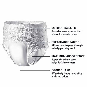 Amazon Basics Incontinence Underwear for Men, Maximum Absorbency, Extra Large, 48 Count, 3 Packs of 16, White (Previously Solimo)