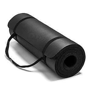 Yoga Mat with Bag and Strap Premium Slip Resistant Exercise Mat, 10mm thick, 72 x 24 inches, Perfect for Yoga, Pilates, Stretching, Floor exercise and Toning workouts (Black)