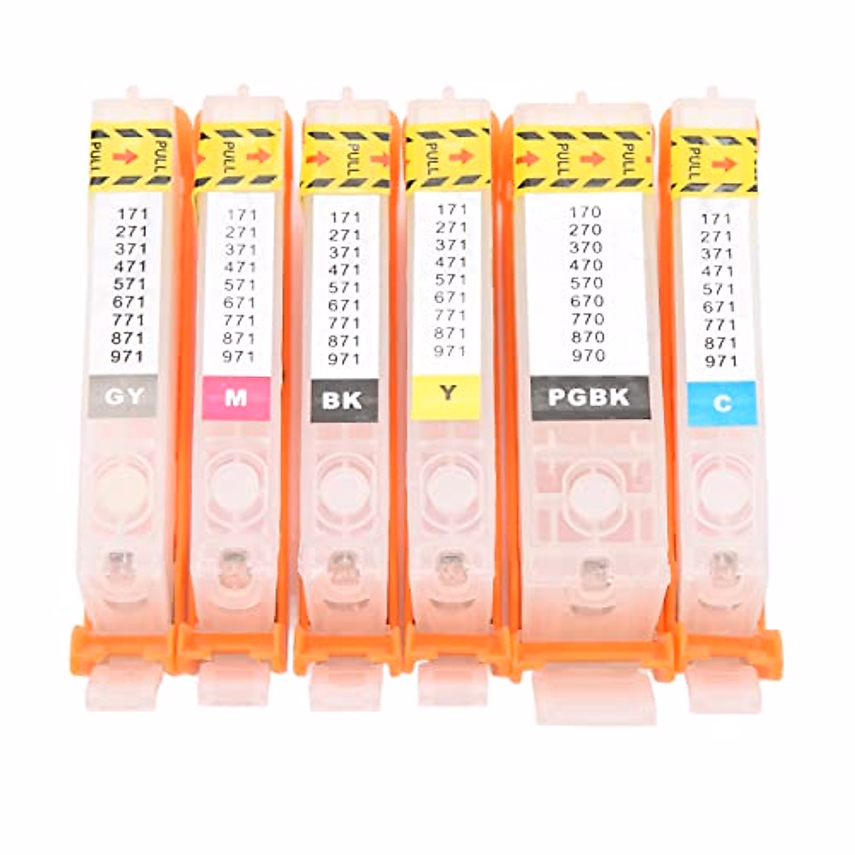 5PCS Ink Cartridge, Reusable Printing Ink Cartridge PGBK BK C M Y 5 Color for Printing (170-171)