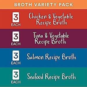 WholeHearted Flavor-Boosting Wet Cat Meal Topper Broths Variety Pack, 1.4 oz, Count of 12