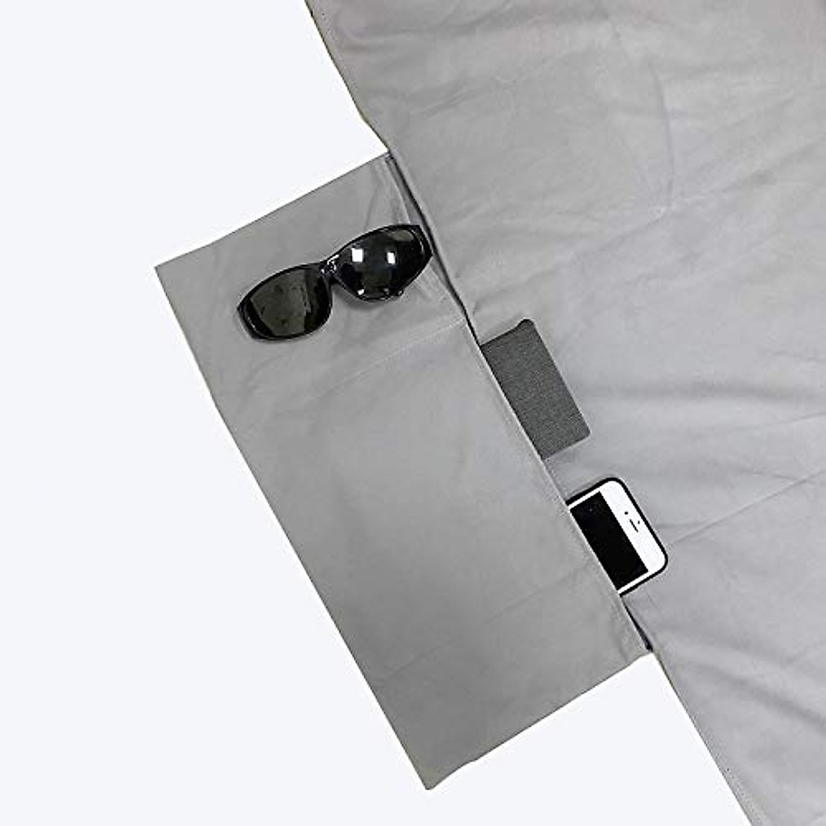 Hiturbo Beach Chair Cover, Lounge Chaise Towel Soft Microfiber Pool Sunbathing Lounger Cover with Side Storage Pockets (Gray)