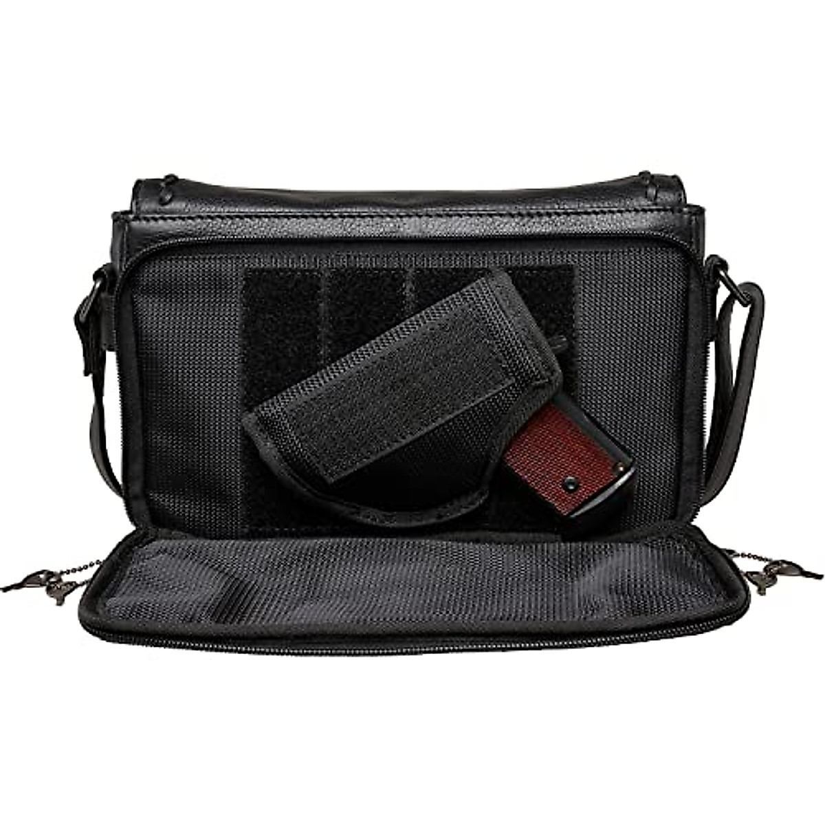 Lady Conceal Concealed Carry Parker Leather Crossbody - Handgun Carry Bag with Holster, RFID Blocking & Locking YKK Zippers